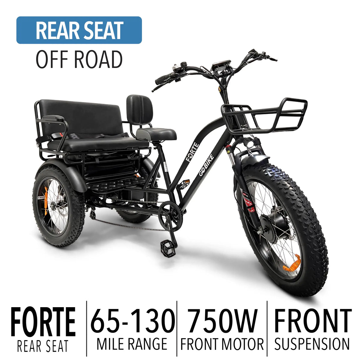 GOBike-FORTE-Electric Tricycle With Rear Seat — Golden Wheels Mobility